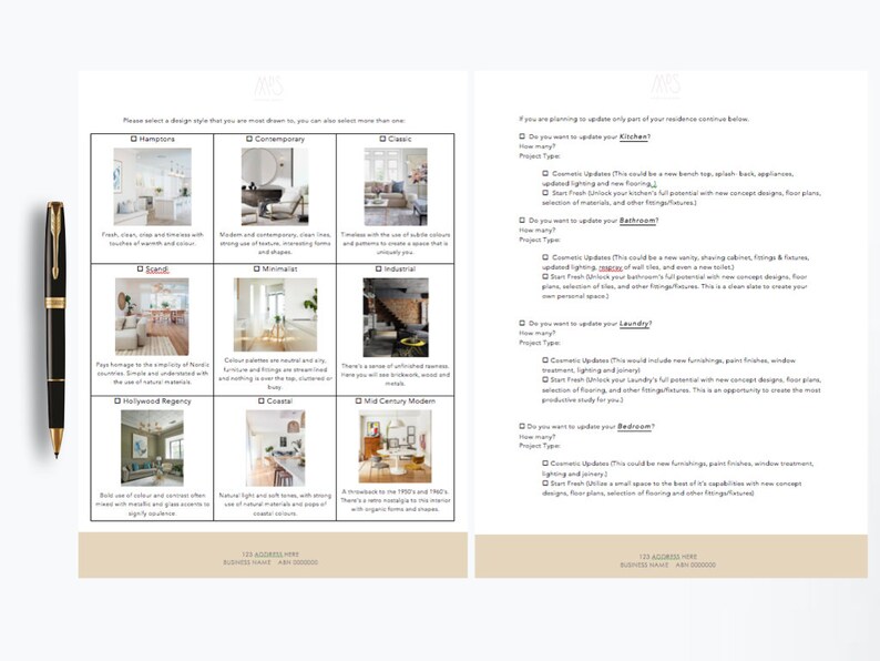 Client Questionnaire Enquiry Form | CUSTOMISABLE | Interior Design ...
