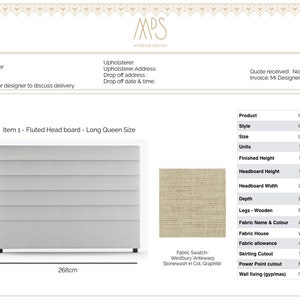 Custom Upholstery Order Template: Interior Design (excel + Keynote) - Etsy