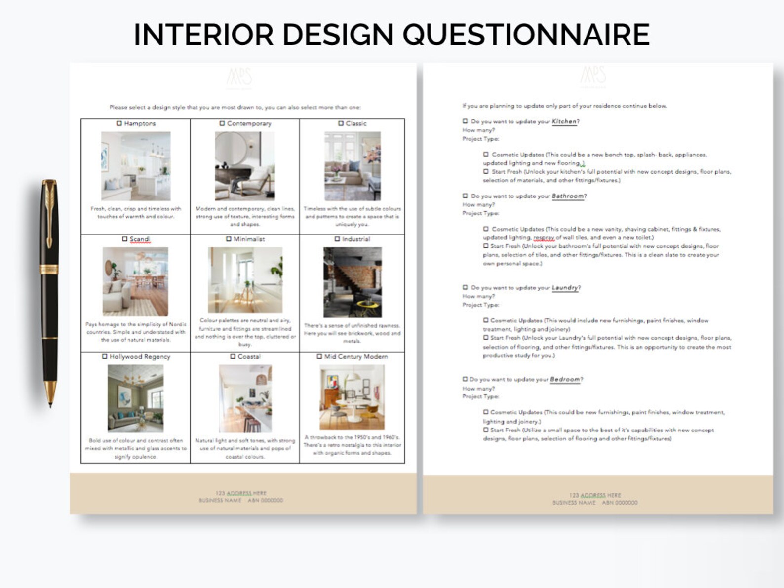 Interior Design New Client Set up CUSTOMISABLE Client Information ...