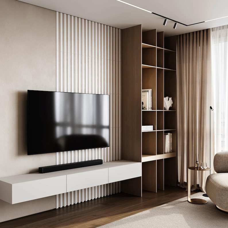 18 Pcs - Decorative Wooden Slats Wall Panels, 3D Slats | Accent Wall ...