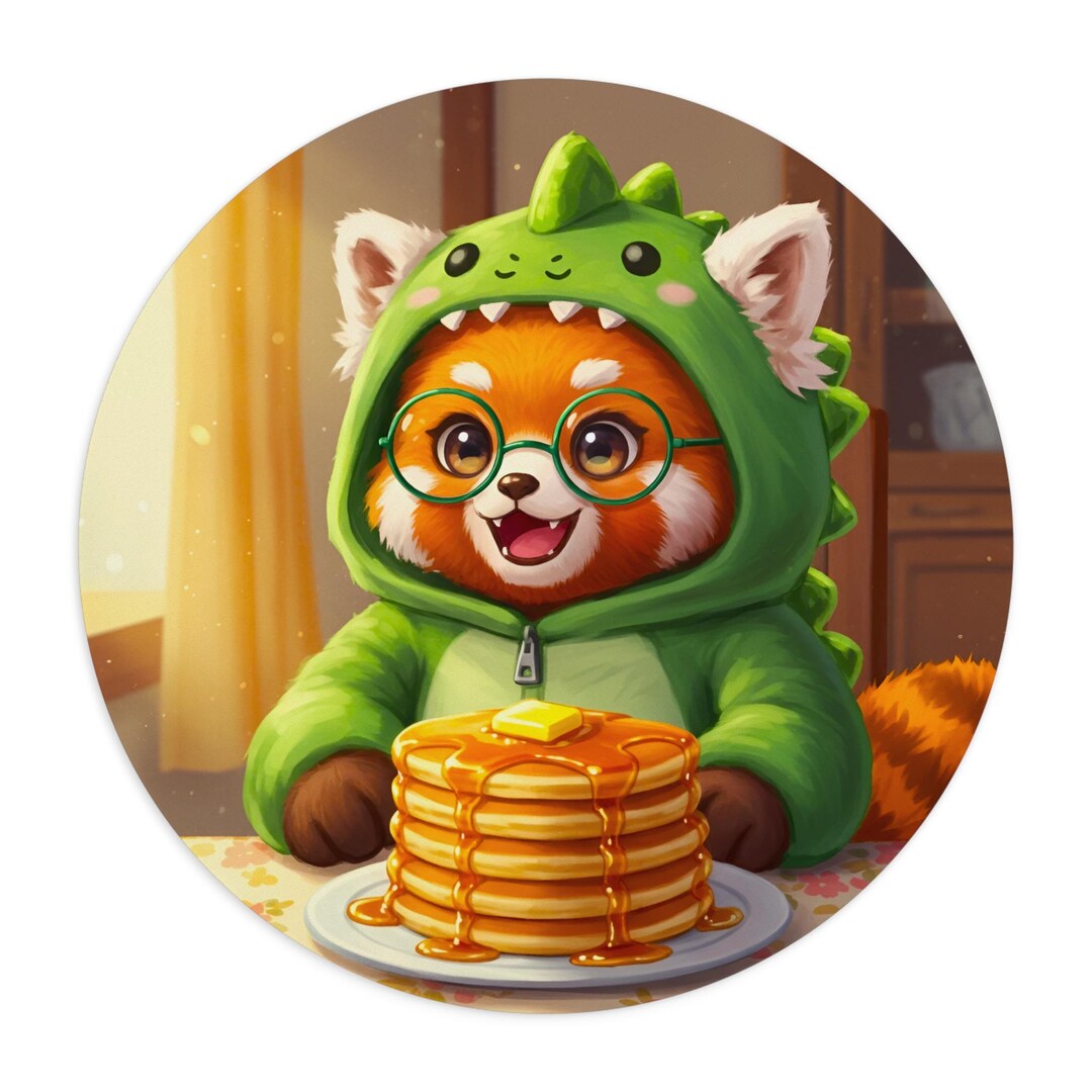 Red Panda Dinosaur Pancakes Mouse Pad: Animal Lover Breakfast Gift - Etsy