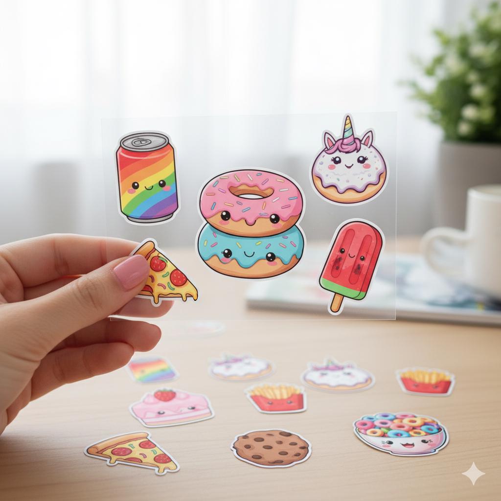 Kawaii Food Stickers Pack | Cute Cartoon Junk Food PNG SVG Digital ...