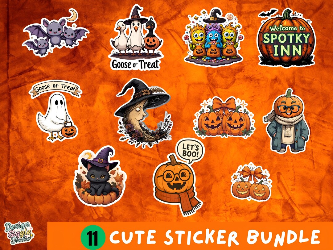 Halloween Sticker, Kawaii Ghost Stickers , Cute Stickers , Goose Bundle ...