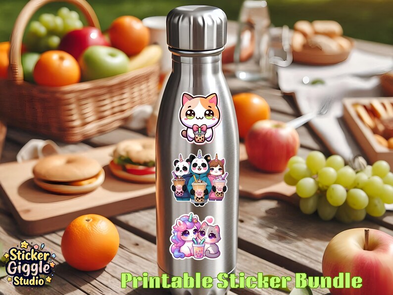 Cute Bubble Tea Sticker Pack | Kawaii Digital Stickers Bundle for Water ...
