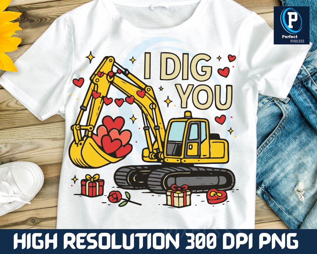 Excavator Valentine PNG, I Dig You Design, Boy Valentine Gift (digital ...