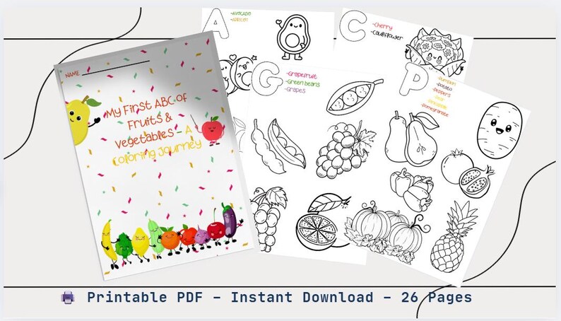 ABC Fruits & Vegetables Coloring Book for Kids – Educational Printable ...