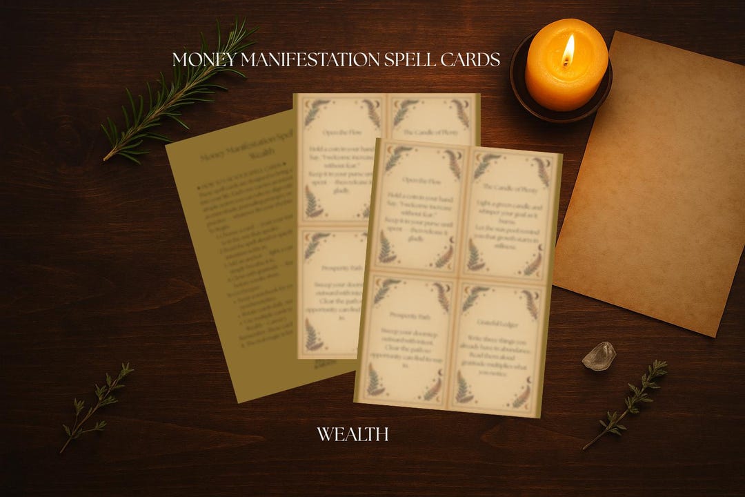 Printable Wealth Spell Cards | Money Magic Intention Set | Digital ...