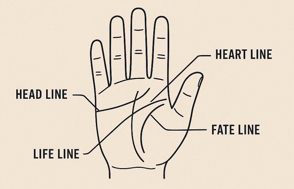Palm Reading Guide: Beginner's Palmistry Cheat Sheet (PDF Download) - Etsy