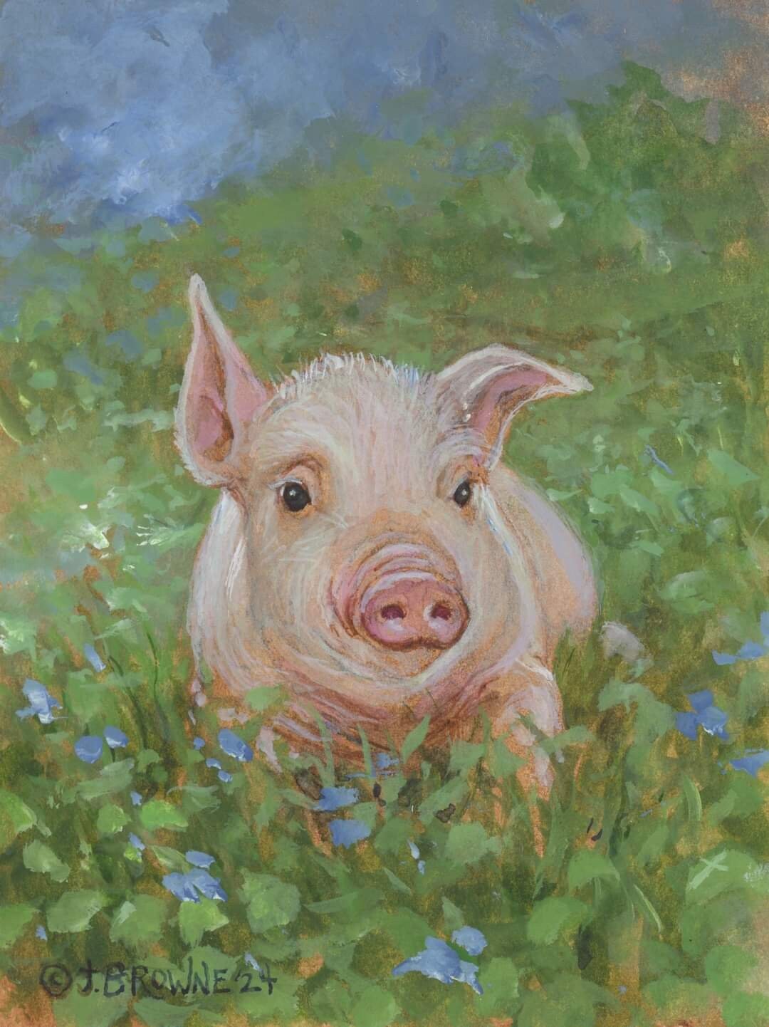Spring Piglet 5x7 Signed Print - Etsy