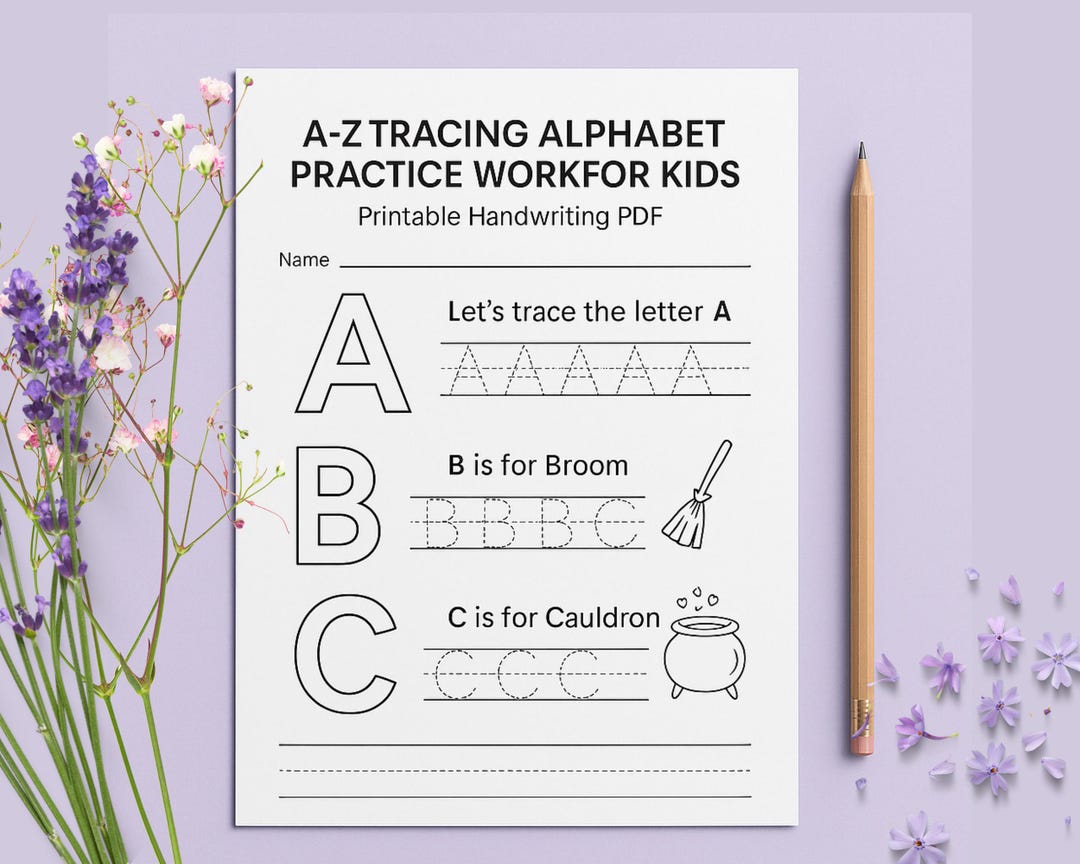 A-Z Tracing Alphabet Practice Workbook for Kids | Printable Handwriting ...
