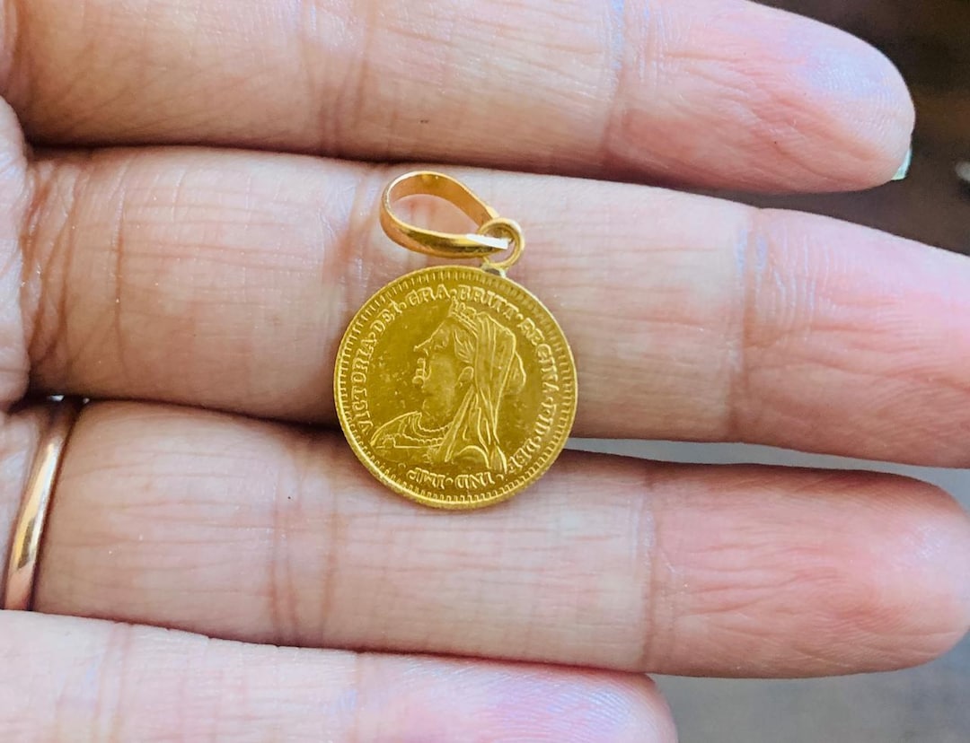 22k Gold Victorian Coin Pendant – Antique Indian Ginni Design - Etsy