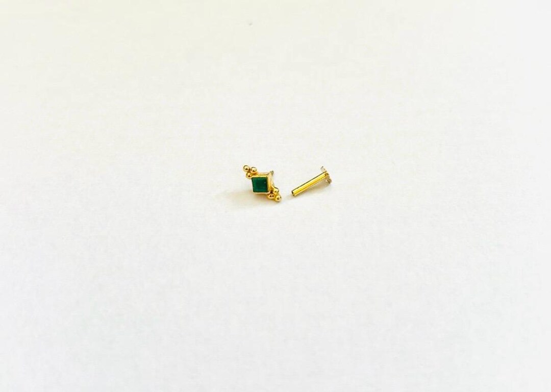 22k Gold Nose Labret - Solid Gold Nose Pin - Nose Piercing Stud-solid ...