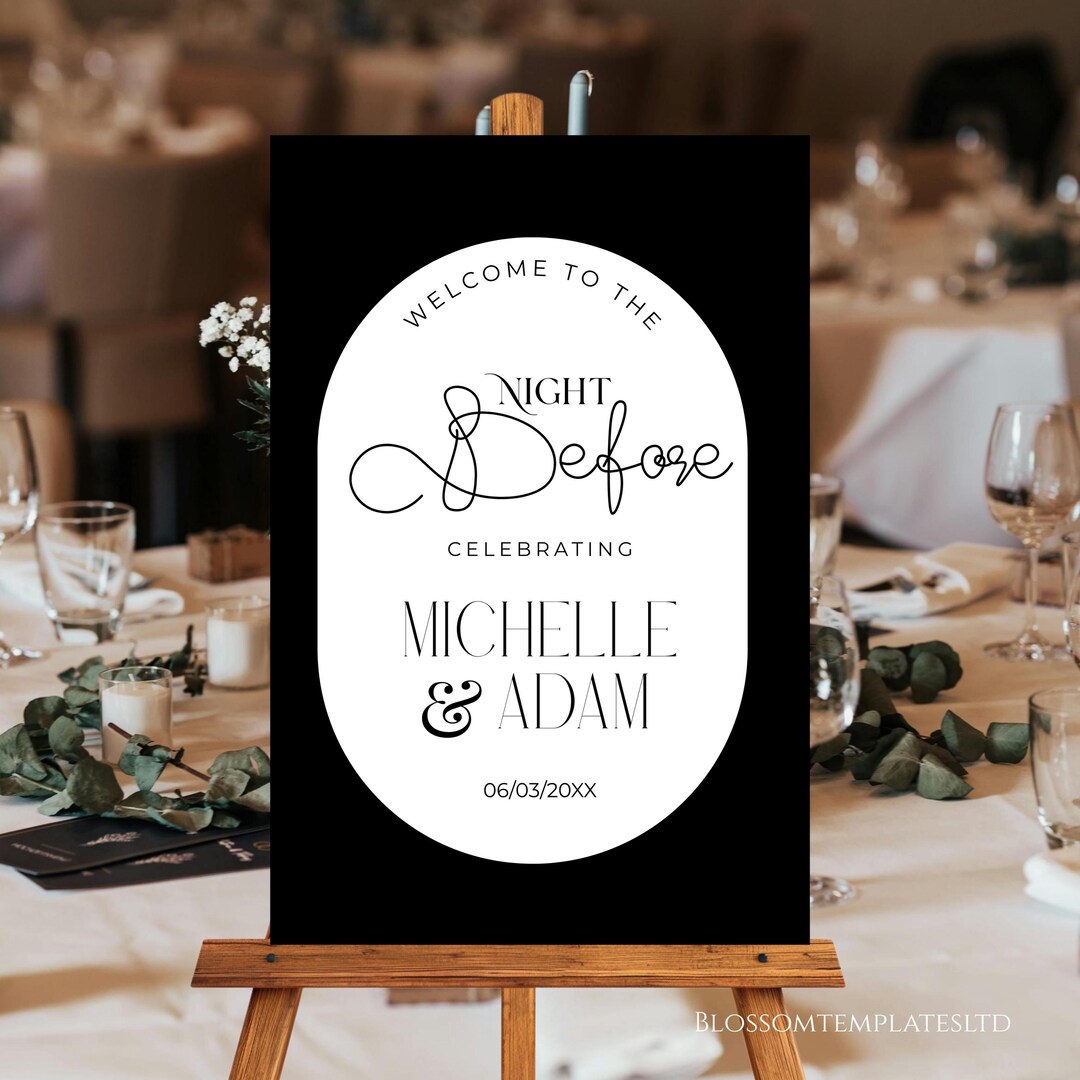 The Night Before Welcome Sign Template, Modern Editable Rehearsal ...