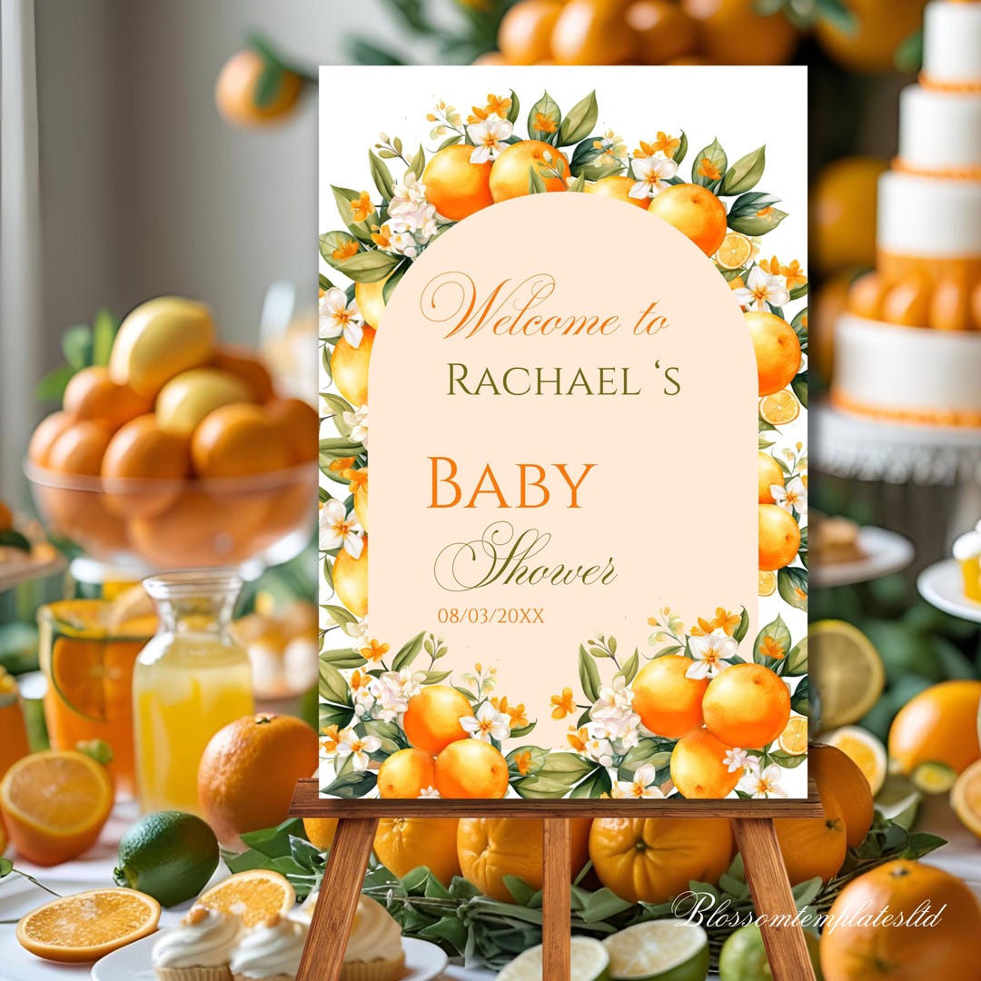 Editable Citrus Welcome Sign Template Printable Baby Shower Welcome ...