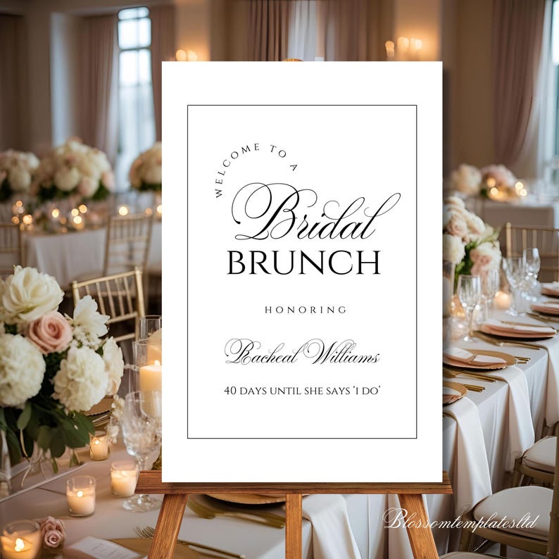 Editable Bridal Brunch Welcome Sign Template, Minimalist Bridal Shower ...