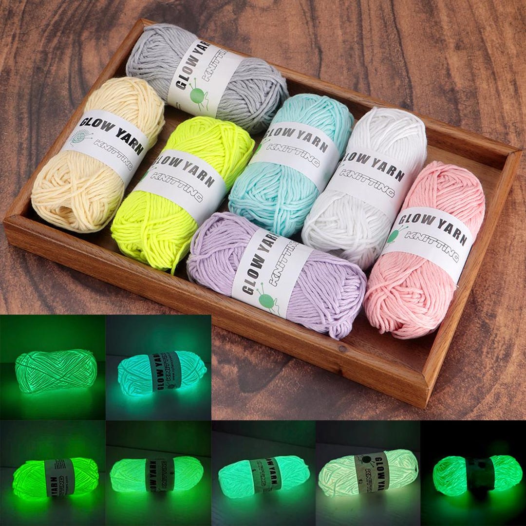 7-roll Glow in the Dark Yarn Set – Luminous Polyester Crochet ...