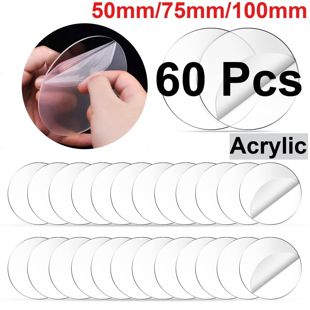 Clear Round Acrylic Discs – 1mm Thick Plexiglass Blanks for DIY Crafts ...
