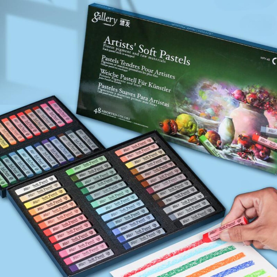 Soft Pastel Square Crayons for Art & Blending – 24, 36, or 48 Color Set ...