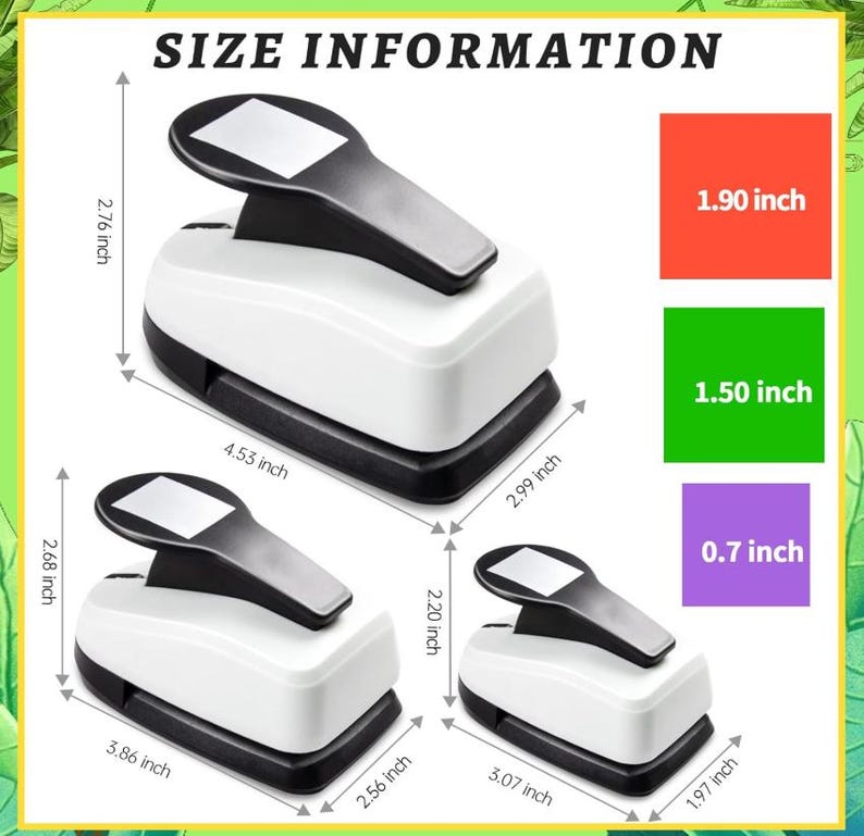 Square Hole Punch Set – 3-piece Paper Cutter Kit (1", 1.5", 2") for ...