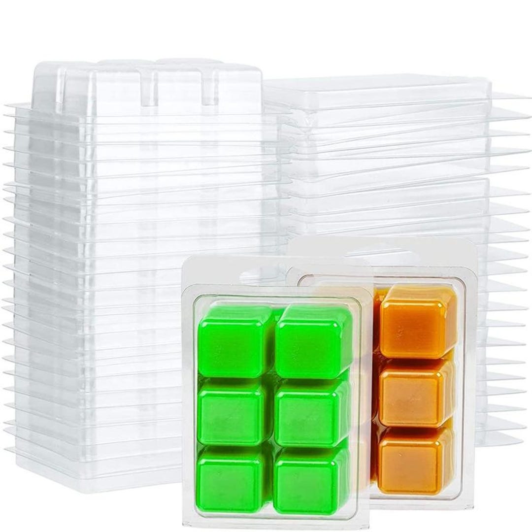 100-pack Wax Melt Clamshell Molds – 6-cavity Clear Plastic Trays for ...