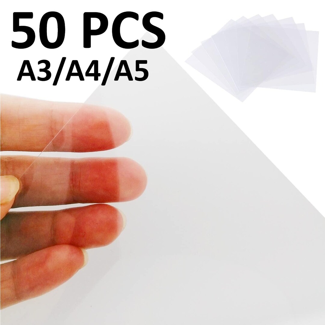 50 Pcs Blank PET Transparency Sheets – A3/A4/A5 0.2mm Clear Stencil ...