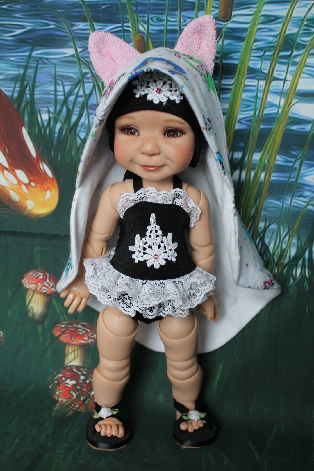 My Meadow Moppets "black Beauty" Swimsuit/cap/beach Towel/sandals for ...