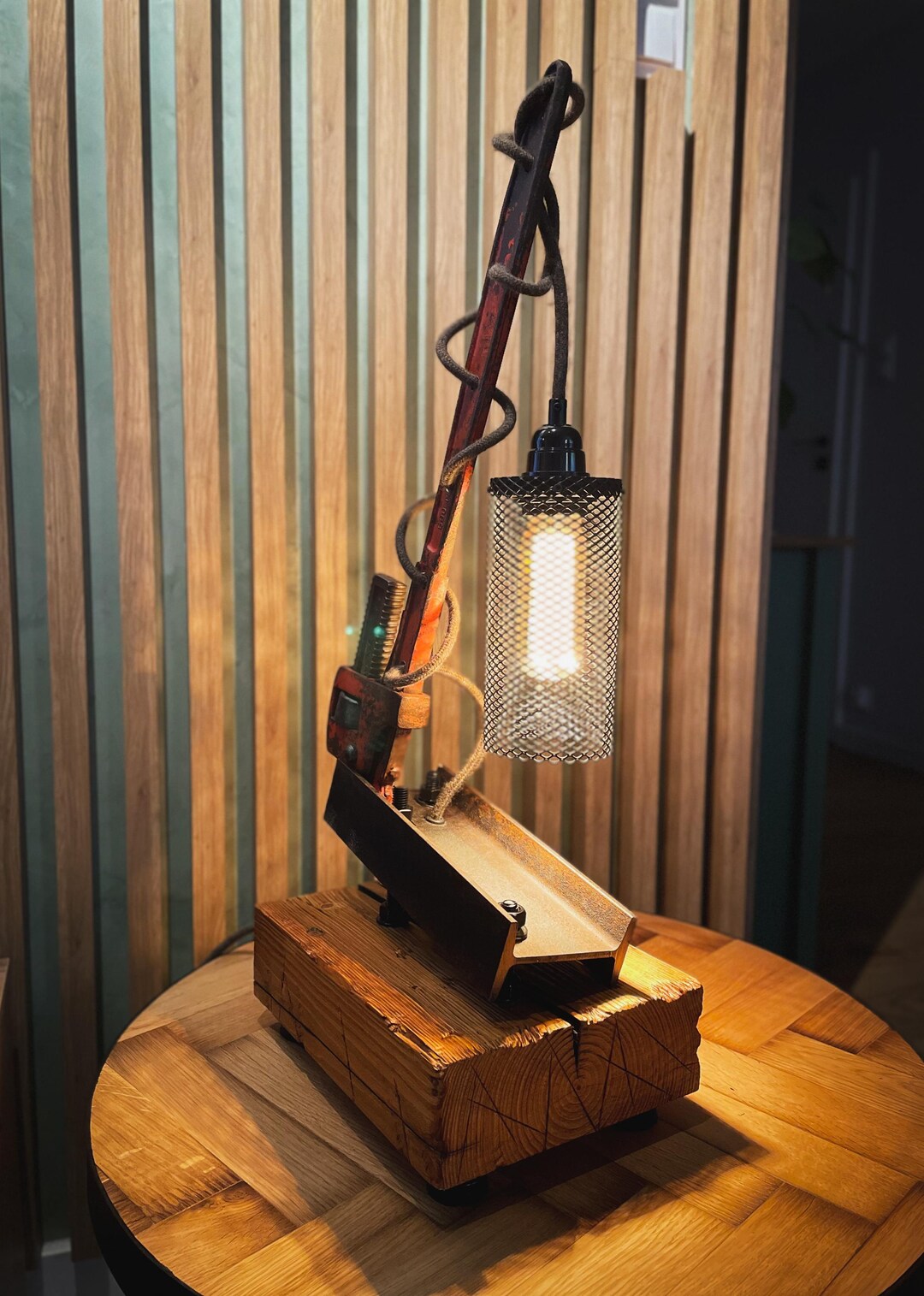 Industrial Table Lamp – One of a Kind | Reclaimed Wood & Steel ...