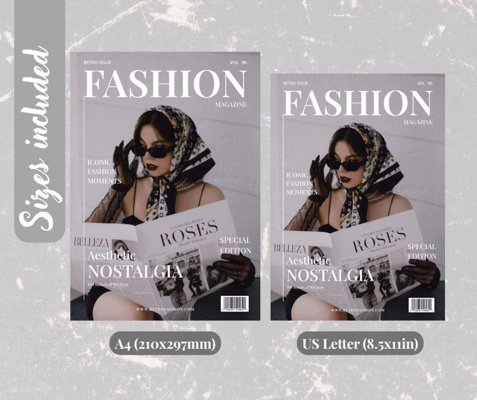 Retro Film Magazine Cover Templates – 90s Cinematic Canva Editable ...