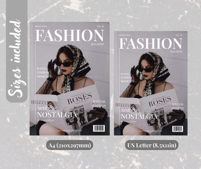 Retro Film Magazine Cover Templates – 90s Cinematic Canva Editable ...