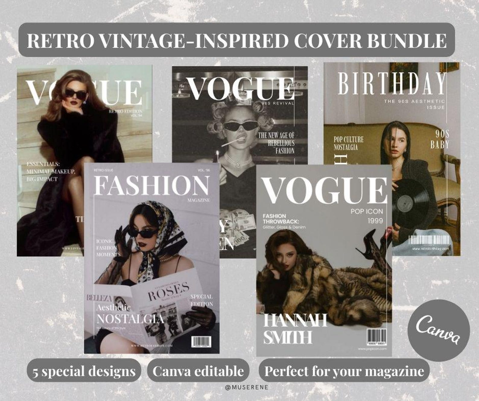 Retro Film Magazine Cover Templates – 90s Cinematic Canva Editable ...