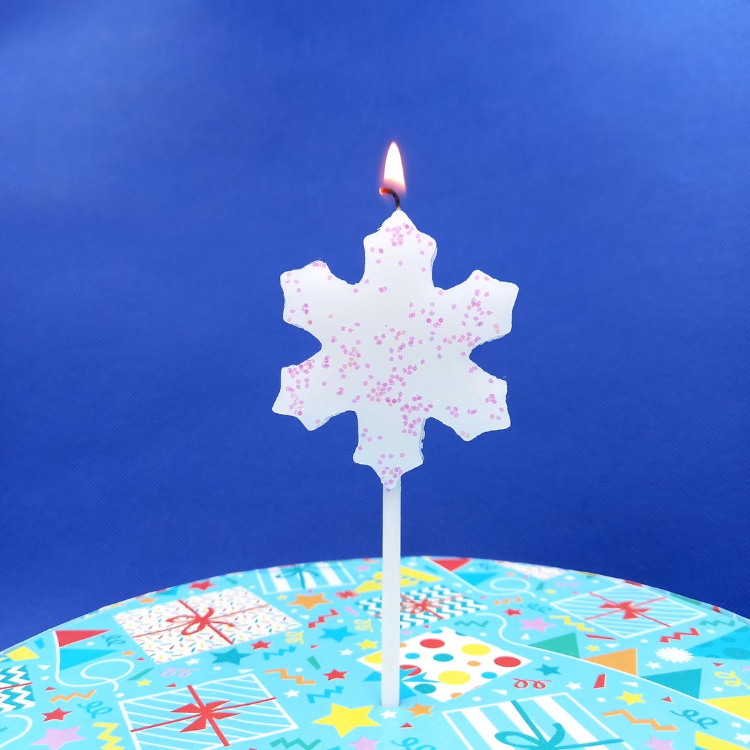 Snow Flake White Birthday Candle for Cake Frozen Theme Cake Topper - Etsy