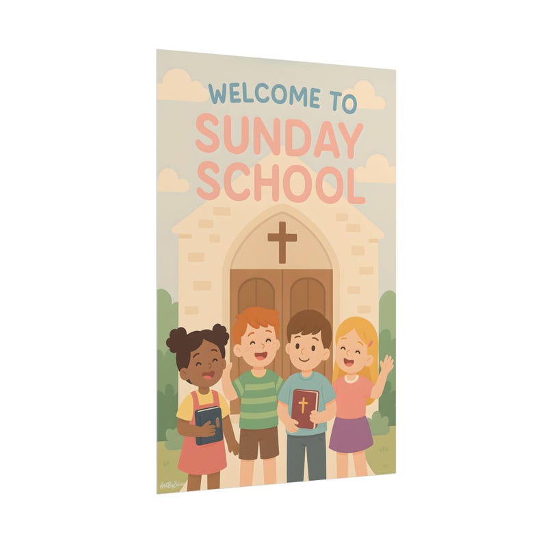 Christian Posters, Sunday School Decal, Welcome We're Glad You're Here ...