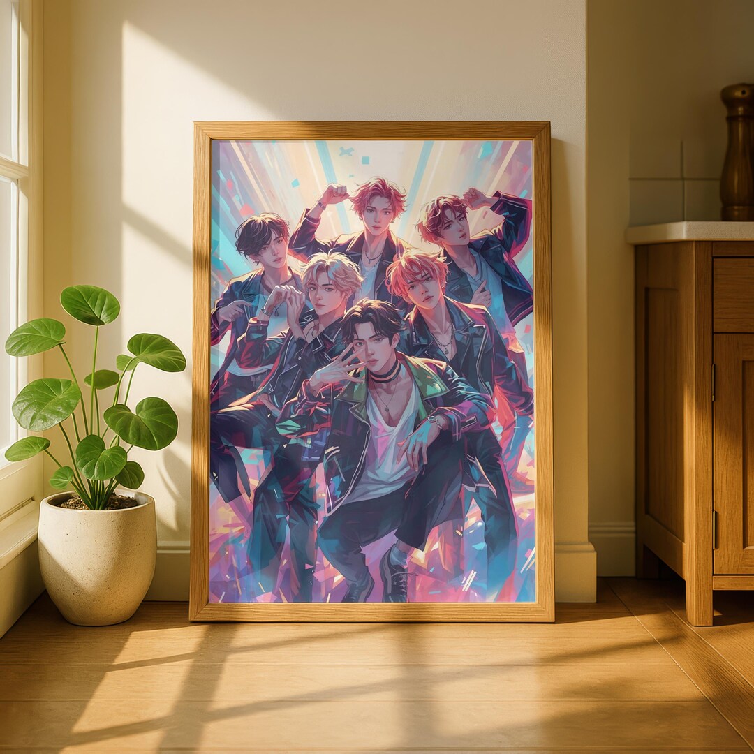 Kpop Boy Band Art Prints | Inspired Wall Decor Set of 5 | Digital ...