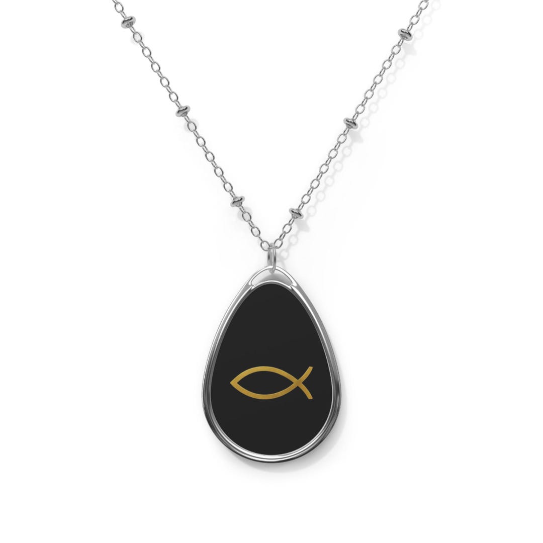 Oval Fish Symbol Necklace, Christian Faith Jewelry - Etsy