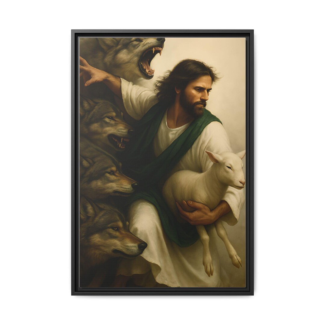 Divine Protection Art Print | Abstract Jesus, Lamb and Wolves - Etsy