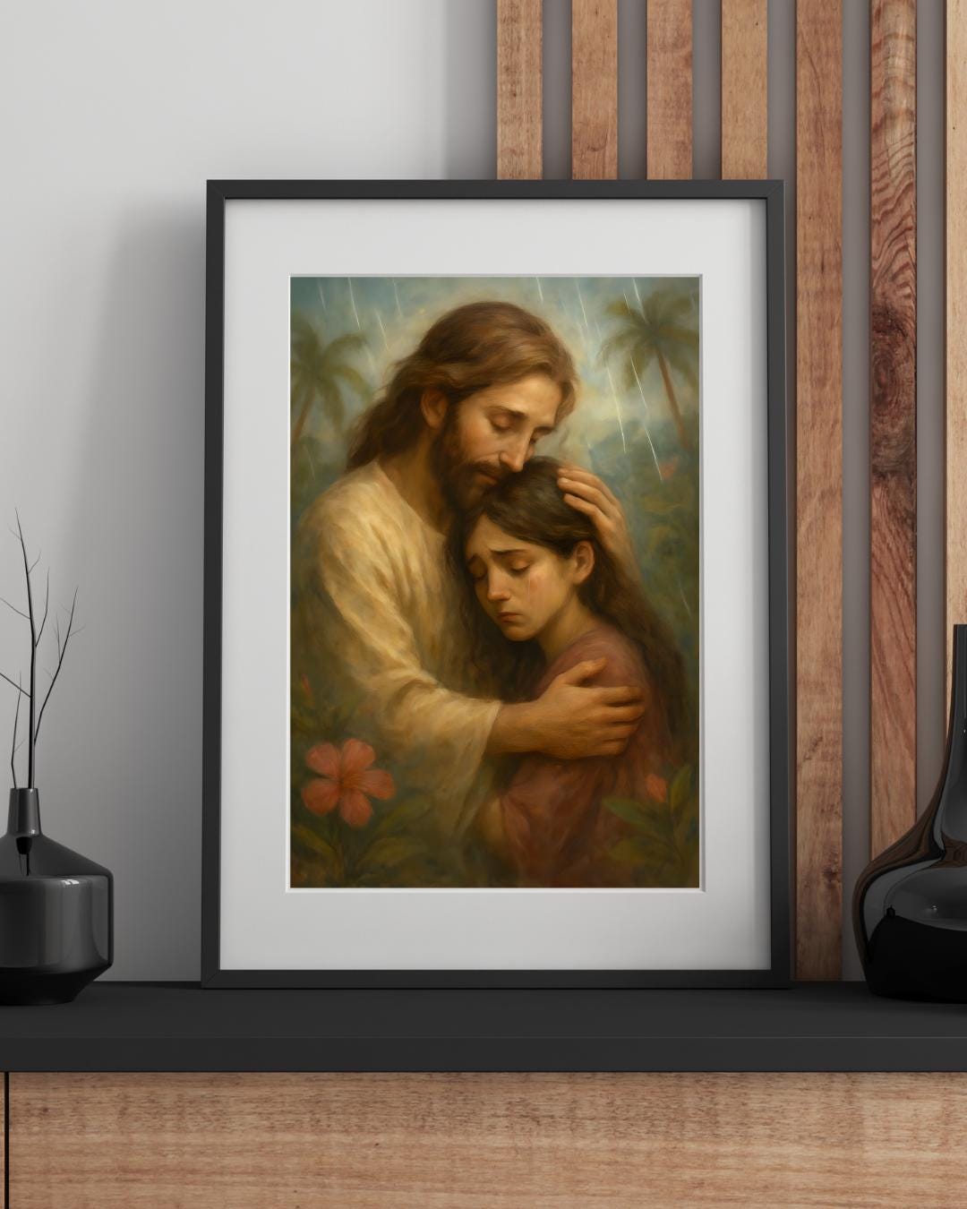 Jesus Holding A Crying Girl Print, Religious Christian Wall Art ...
