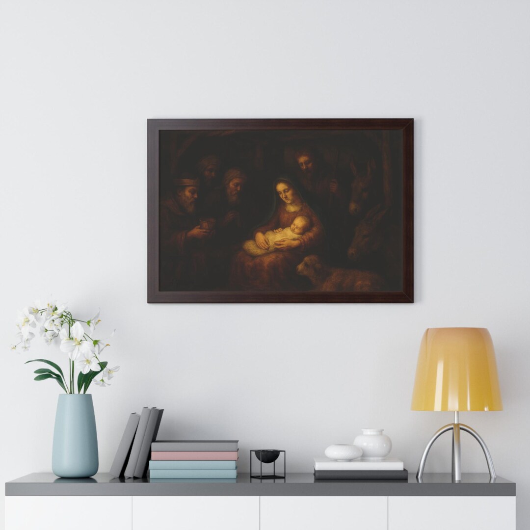 Framed Nativity of Jesus Print - Biblical Christmas Wall Art - Etsy