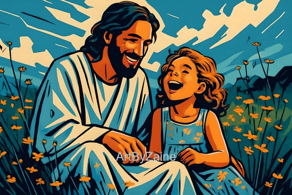 Jesus Hugging Girl Cartoon