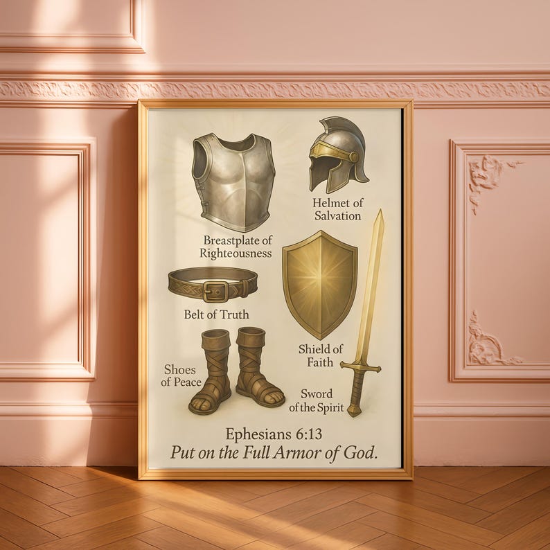 Full Armor of God, Poster PRINT!, Ephesians 6:13-17, Bible Print, Jesus ...