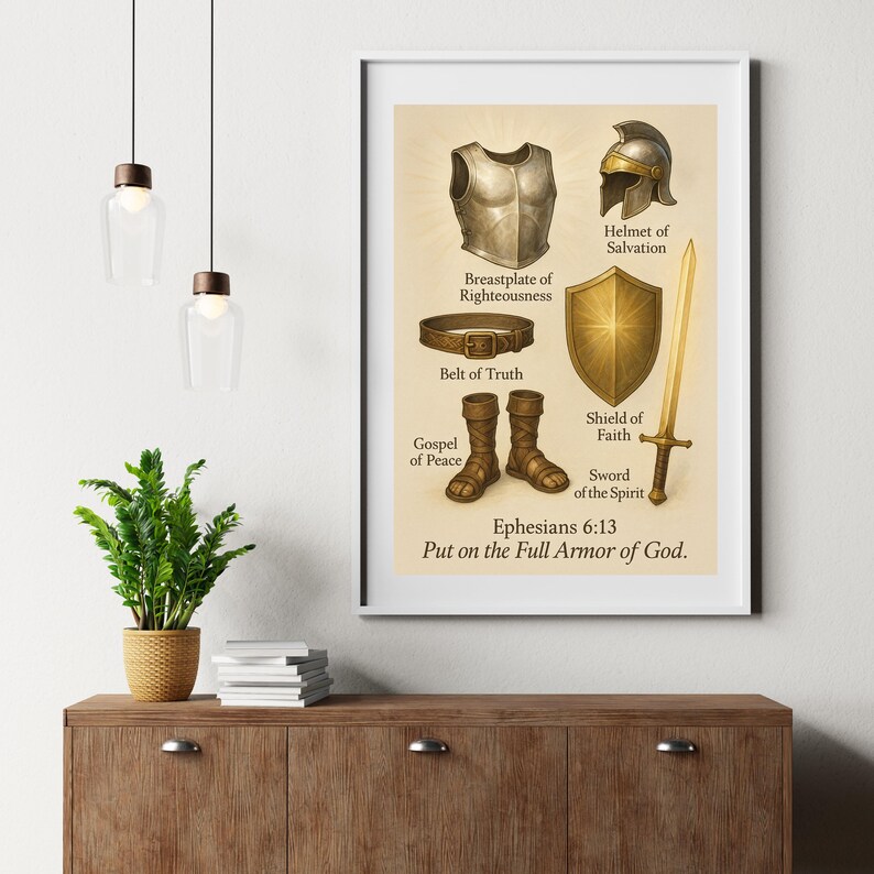 Full Armor of God, PNG and PDF, Ephesians 6:13-17, Bible Print, Jesus ...