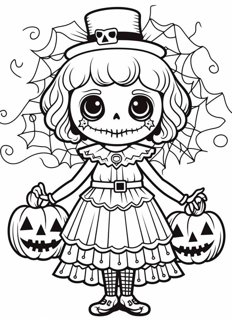 Creepy & Cute Halloween Coloring Pages PDF - Etsy Australia