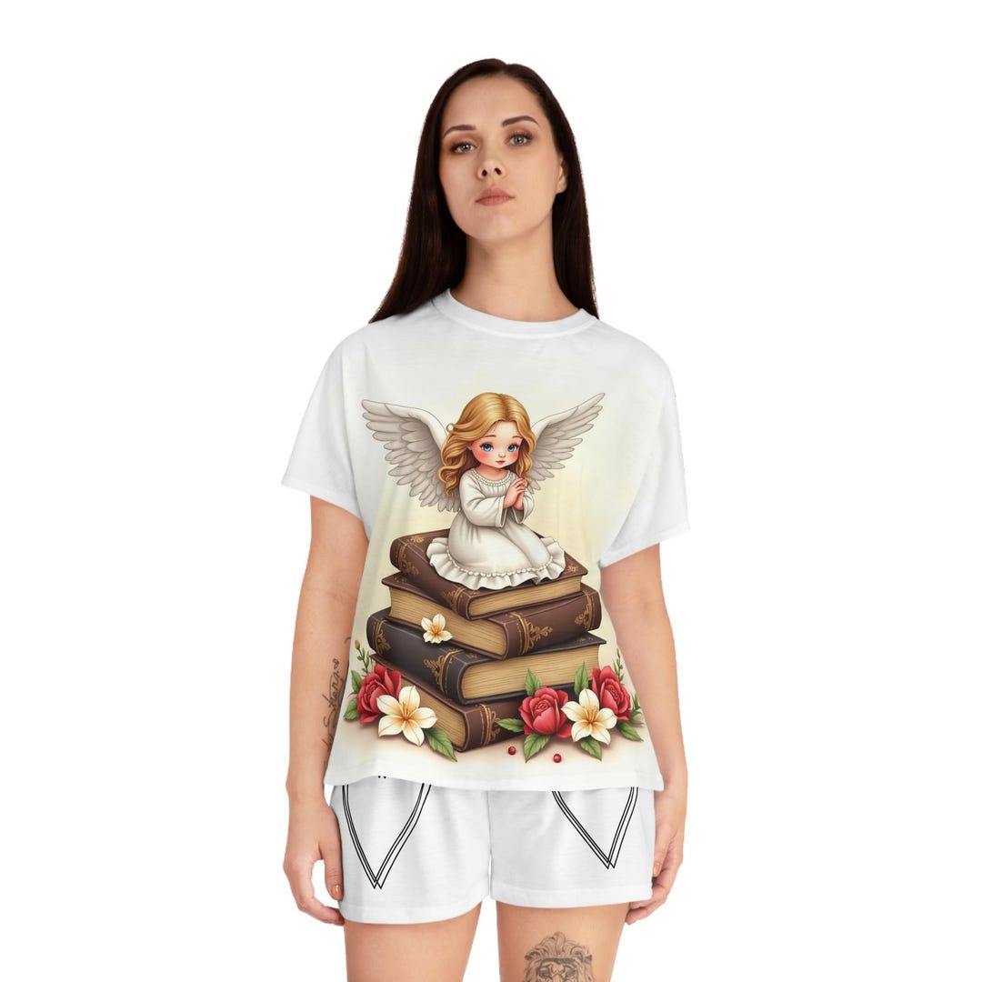 Whimsical Angel Pajama Set, Cute Women's Sleepwear, Gift for Dreamers ...