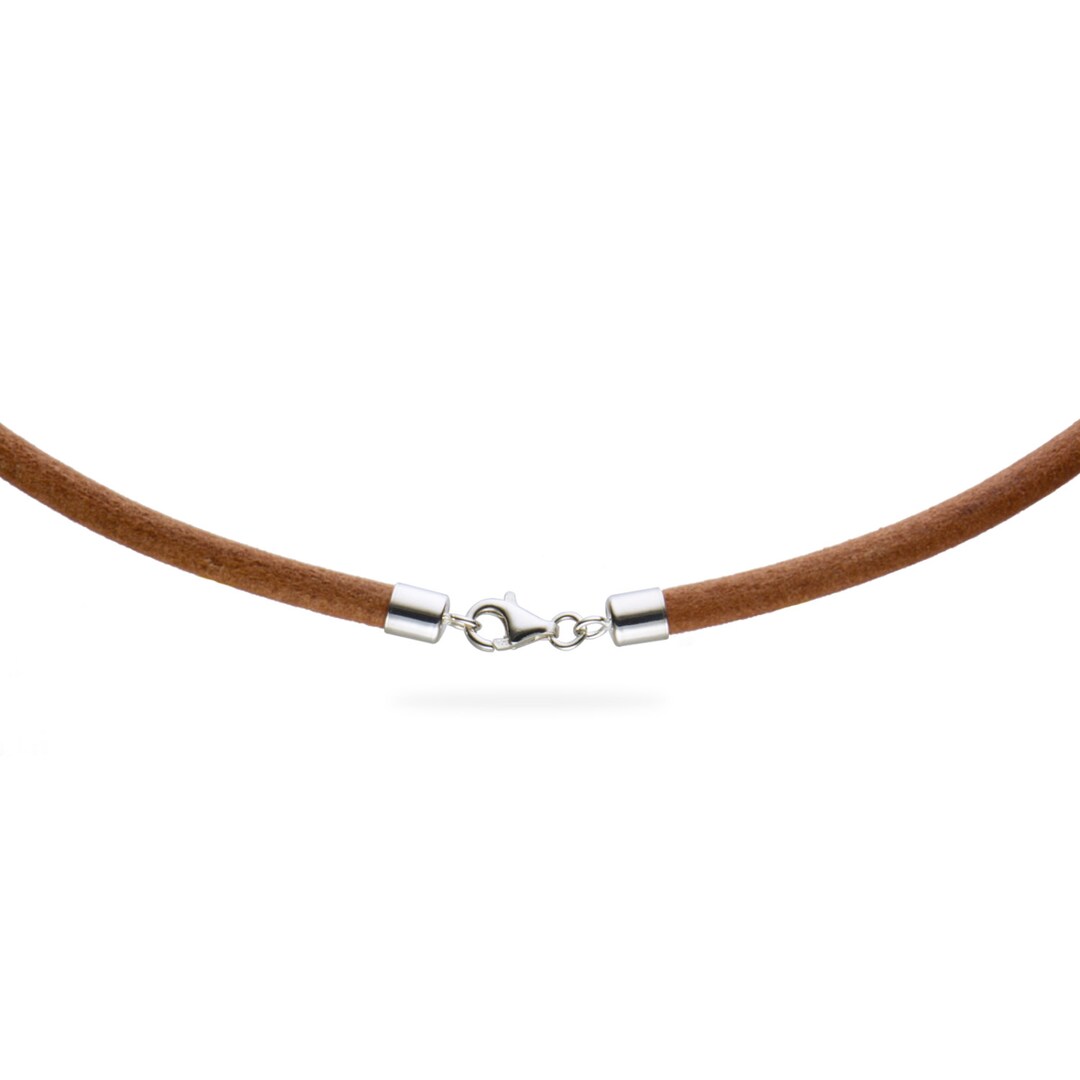 5mm Natural Leather Cord Necklace With 925 Sterling Silver Clasp 14 ...