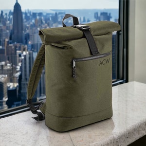 Personalised Recycled Roll Top Backpack - Etsy