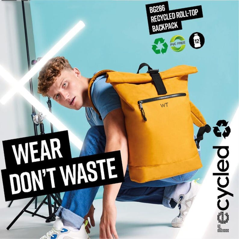 Personalised Recycled Roll Top Backpack - Etsy