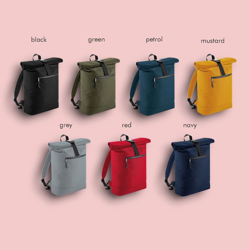 Personalised Recycled Roll Top Backpack - Etsy