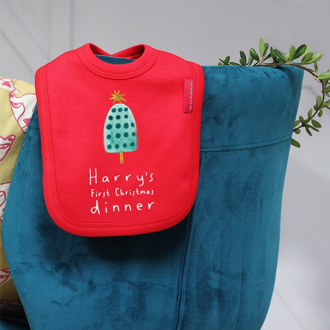 Personalised First Christmas Dinner Bib, First Christmas Bib, New Baby ...