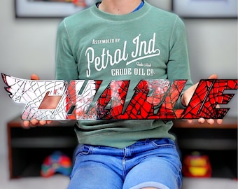 Personalised Name Comic Hanging Wall Door Sign Engraved Man Cave Kids ...