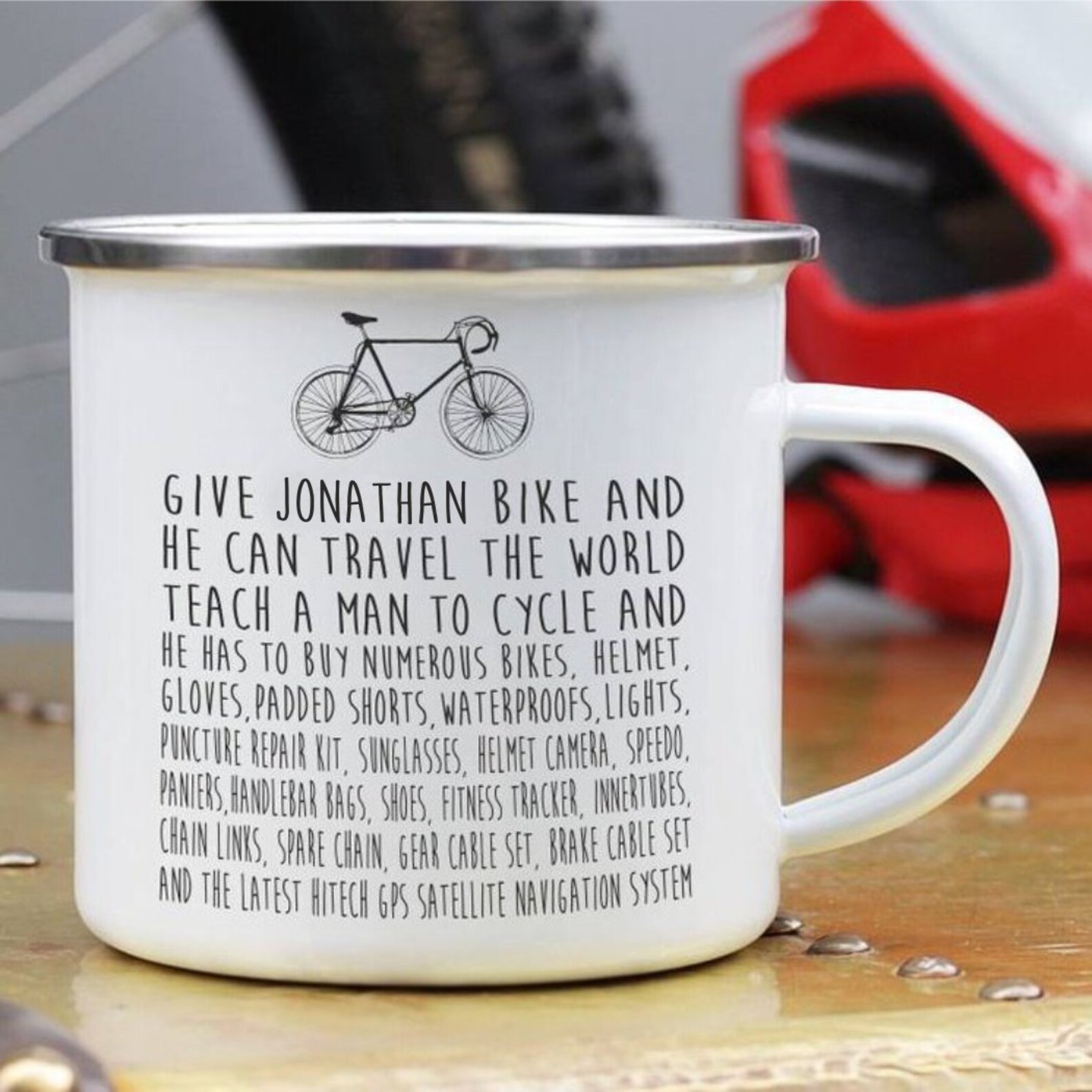 Cyclists Personalised Enamel Mug - Etsy