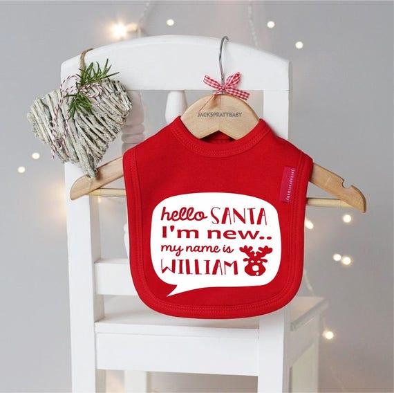 Hello Santa Baby Bib Baby Christmas First Christmas Dinner - Etsy UK